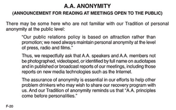Anonymity Statement Card